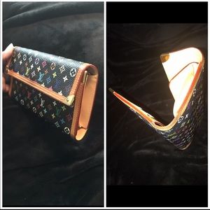 Louis Vuitton | Bags | Louis Vuitton Multicolor Black Leather Wallet ...